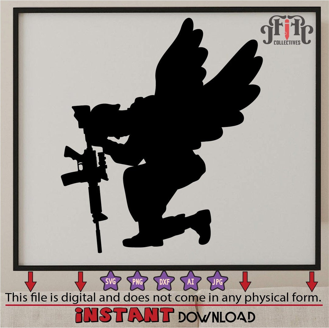 Solider Kneeling || Svg File || Angel Wing Svg || Angle Wings Soldier ...