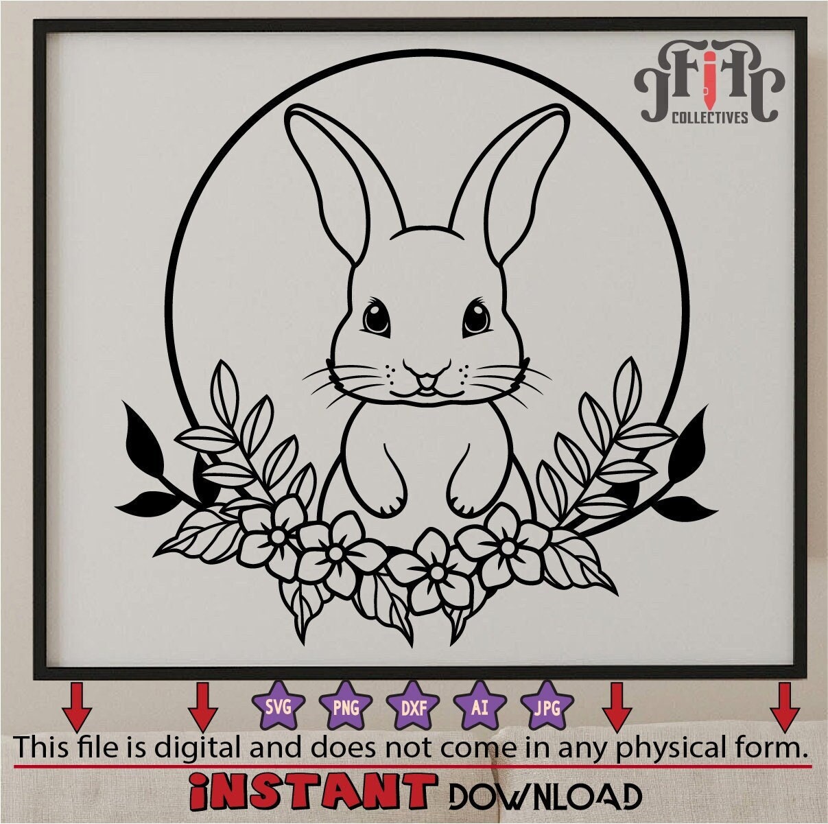 Floral Bunny Svg,easter Floral Rabbit SVG Rabbit Silhouette for Cricut ...
