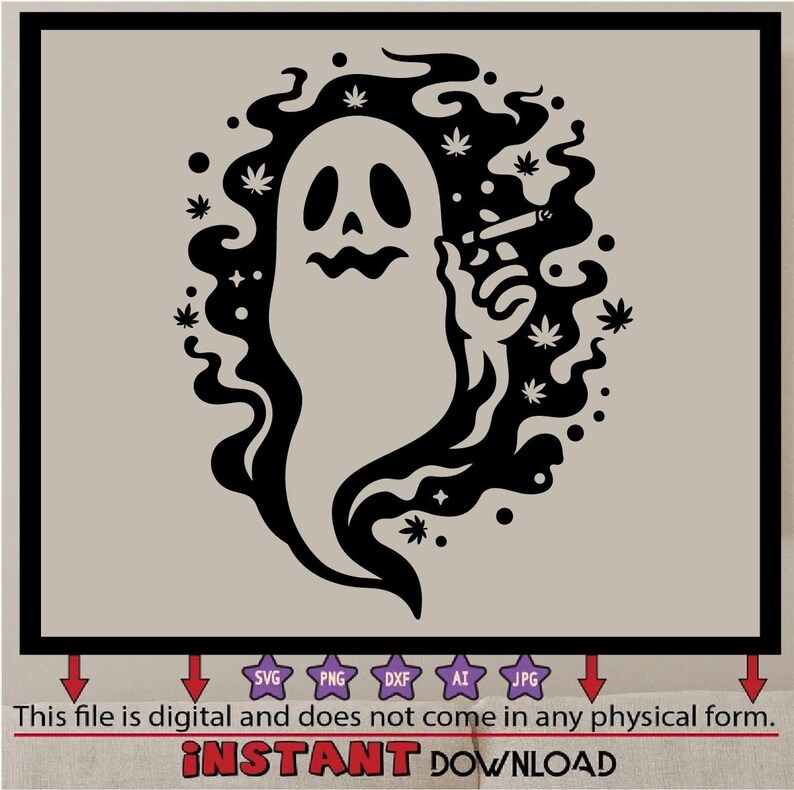 Fun Ghost Smoking Weed SVG | Spooky Cannabis Clipart | Halloween Stoner ...
