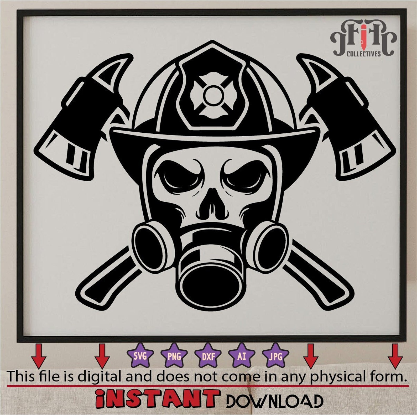 Fireman Helmet With Gasmask Svg , Instant Download , PNG Files ...