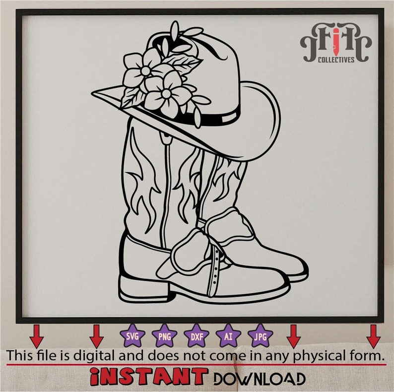 Cowboy Boots With Flower Svg, Cowboy Boots Svg, Flower Svg Cut Files ...