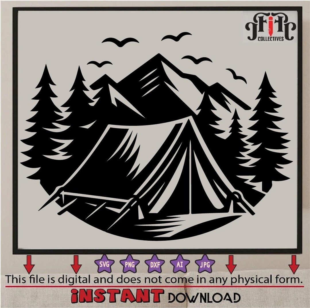 Camping DXF Cut File for Plasma, Adventure Cnc Wood Wall Decor, Svg for ...