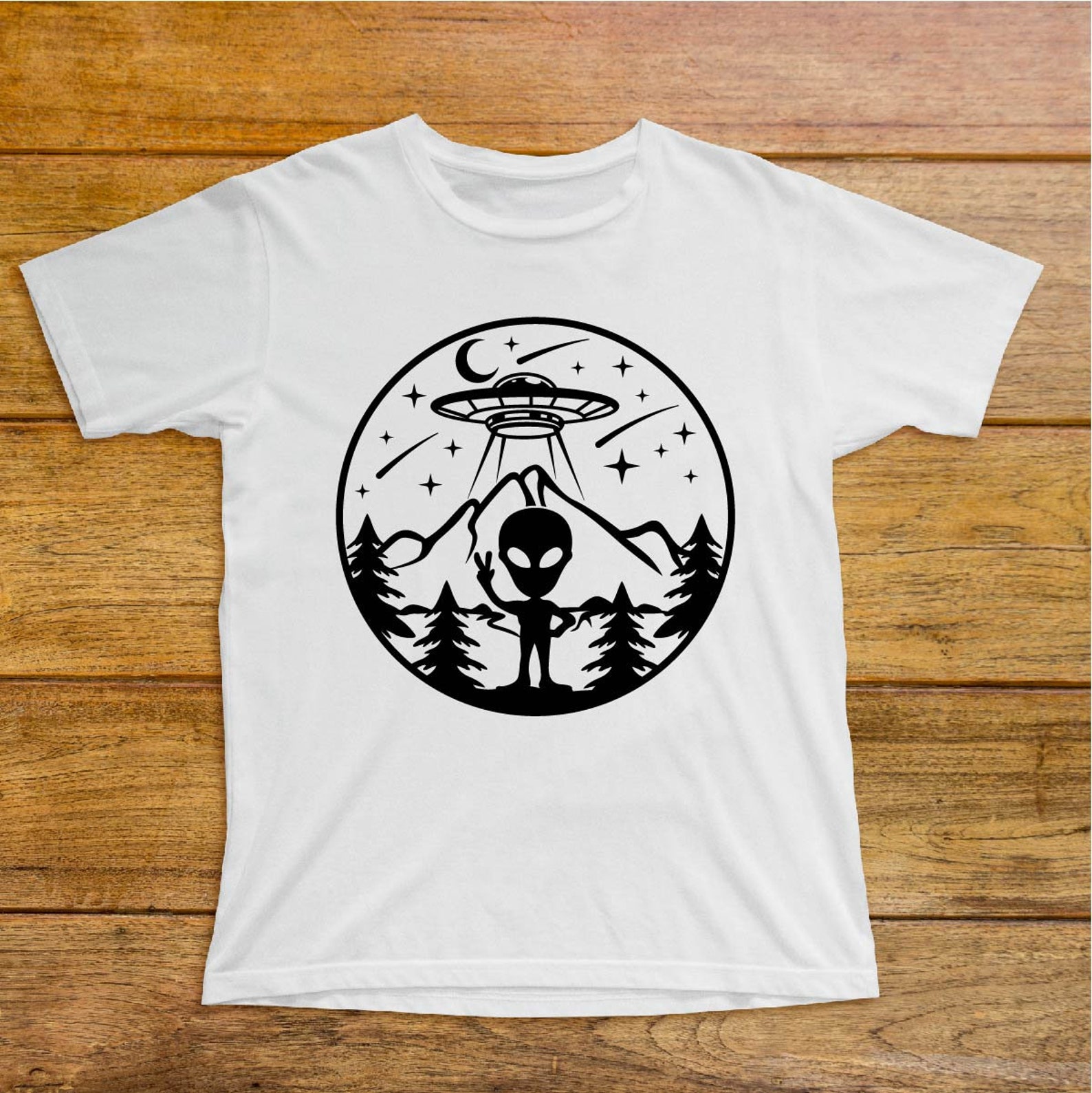 Alien Under the Moon Svg Alien Svg UFO Svg Mountain Scene Svg Alien ...