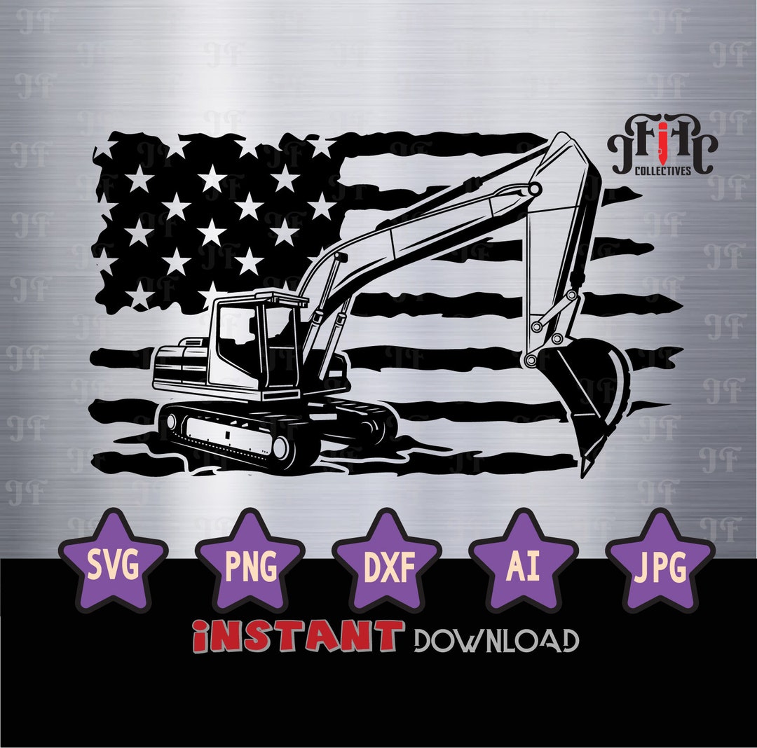 USA Excavator Svg | Excavation Clipart | Trucks Cut File | Heavy ...