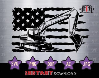USA Excavator Svg Excavation Clipart Trucks Cut File Heavy Equipment ...