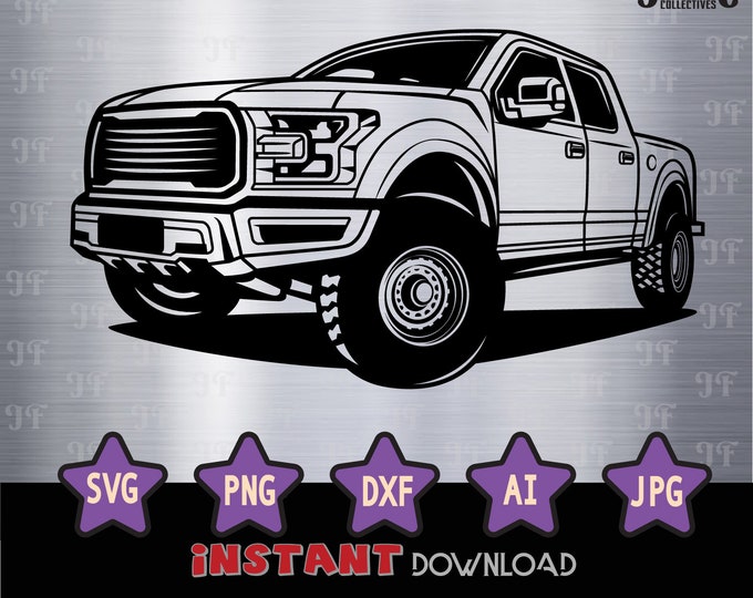 Pickup Truck Offroad 4 Door Lifted Trucks SVG, Clipart, Fast Files for ...