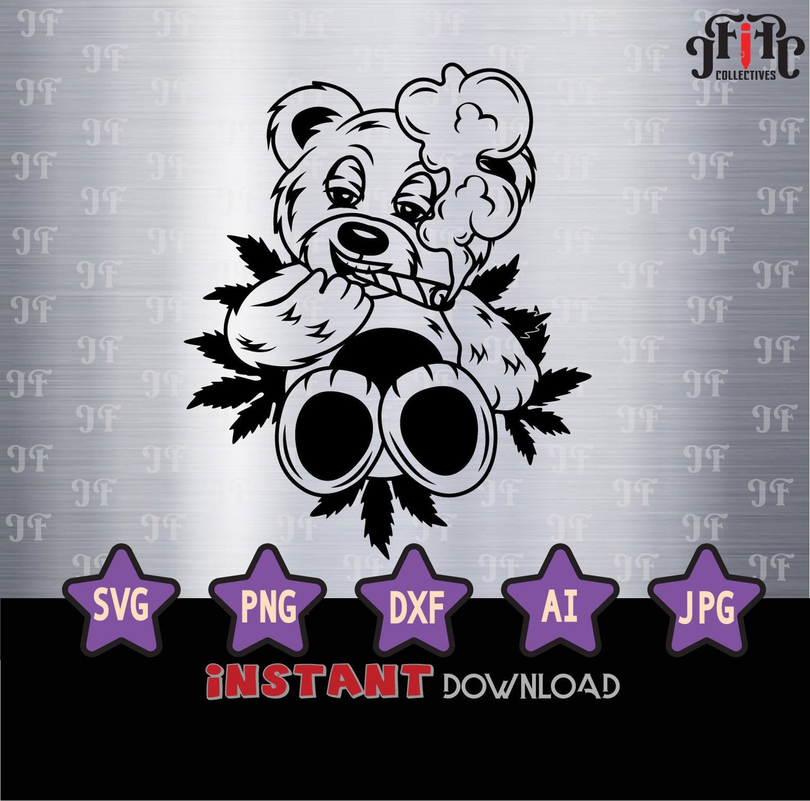 Rasta Teddy Smoking Weed Svg File | Joint Blunt Clipart | High Dope ...