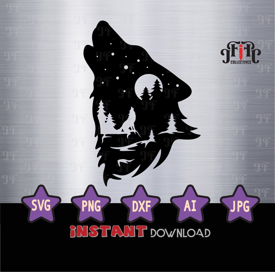 Wolves Svg Pine Tress Svg Howling Wolf at the Moon Svg - Etsy