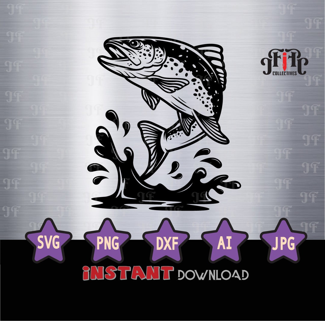 Trout Fish Splashing Svg, Trout Fish Svg, Trout Svg, Trout Fish Clipart ...