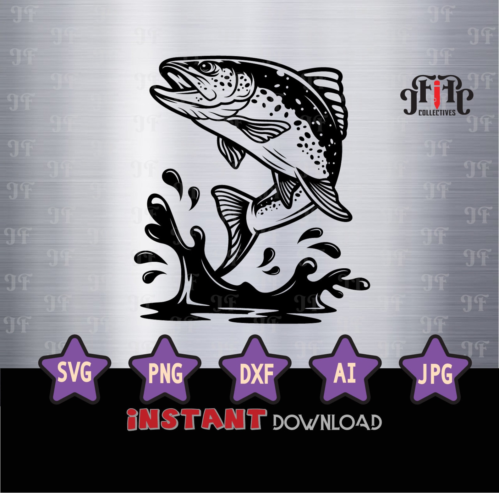 Trout Fish Splashing Svg, Trout Fish Svg, Trout Svg, Trout Fish Clipart ...