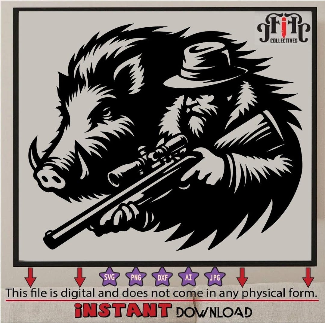 Conquer the Wild, Dynamic Wild Boar Hunter SVG for Fearless Adventurers ...