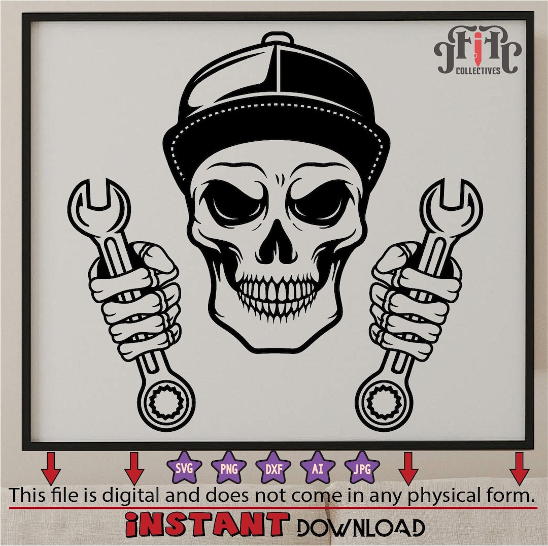 Skull Mechanic Svg Png , Skull Svg , Wrenches Svg , Tools Svg , Repair ...