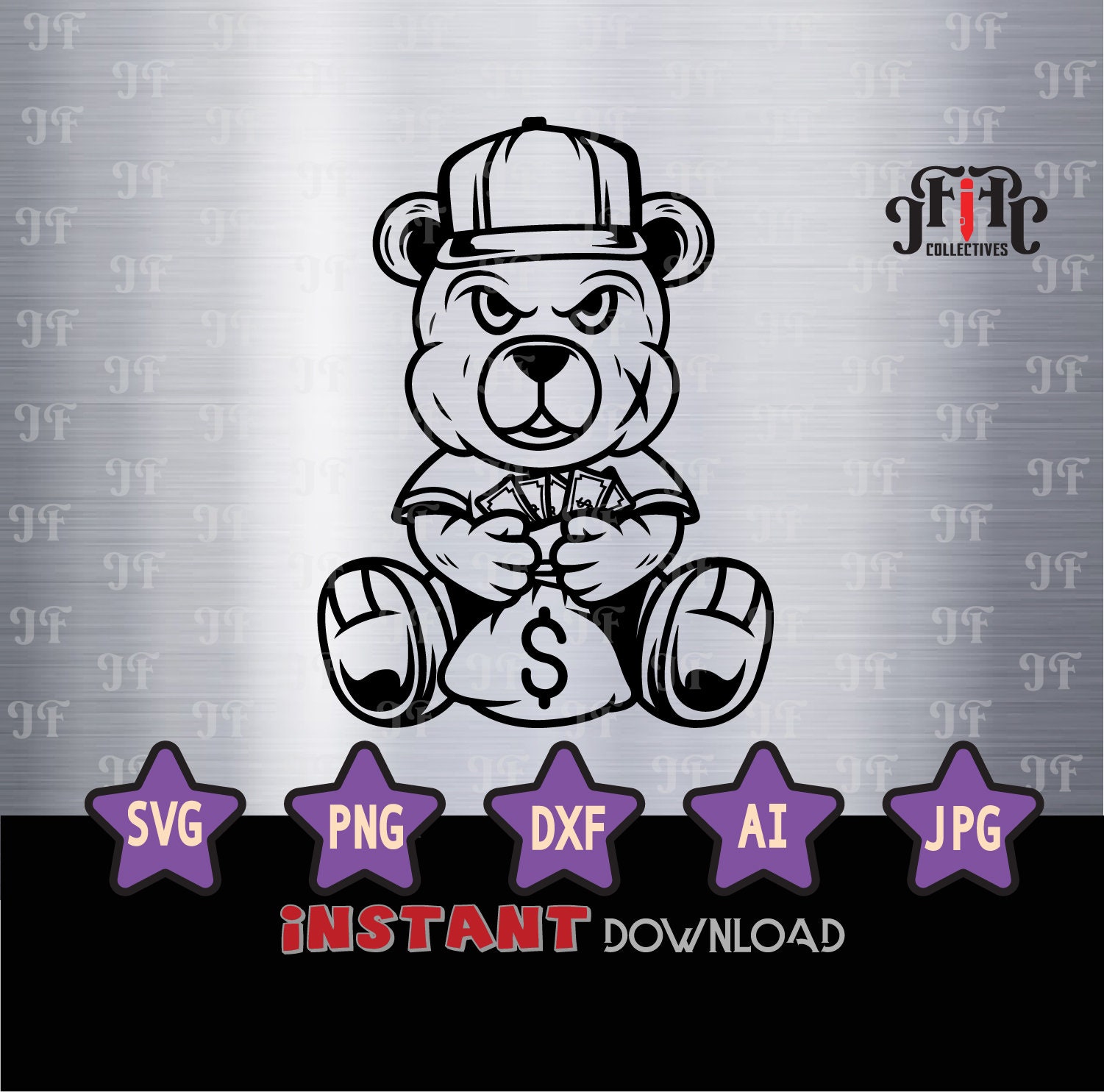 Gangster Teddy Money Svg | Dollar Bill Clipart | Teddy With USD Eye Cut ...