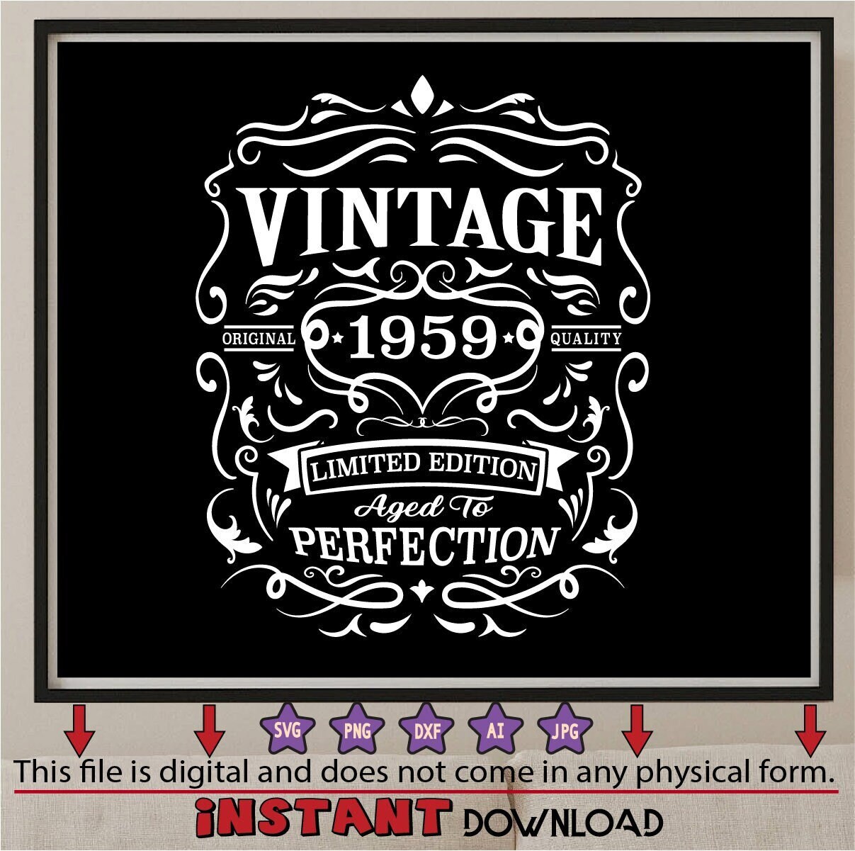 65th Birthday Svg | 65th Birthday Shirt | Vintage 1959 Svg | 1959 Aged ...