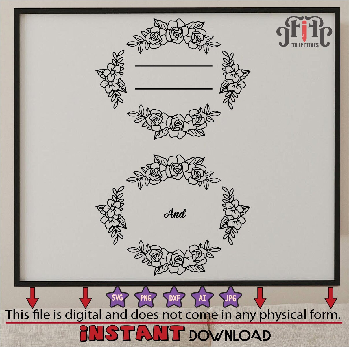 Flower Frame SVG, Wreath SVG File, Flower Wreath Svg, Round Frame Svg ...