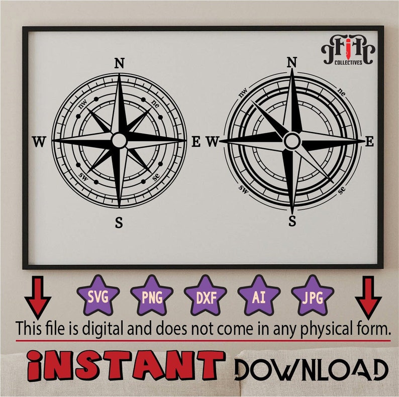 Compass, Compass SVG, Compass Rose SVG, Nautical Compass SVG, Svg, Dxf ...