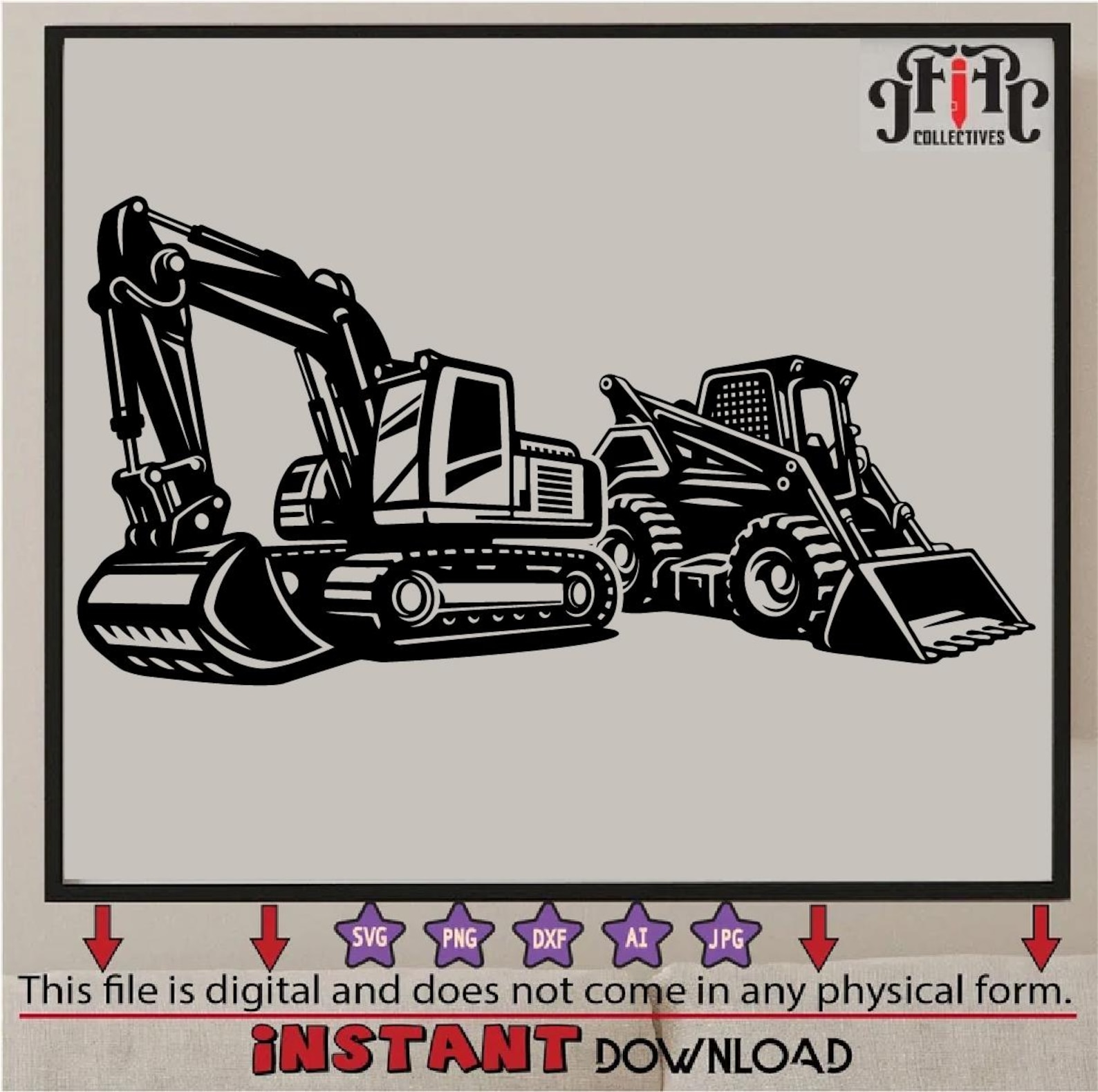 Skid Steer and Mini Excavator Svg, Skid Steer SVG, Wheel Loader Svg ...