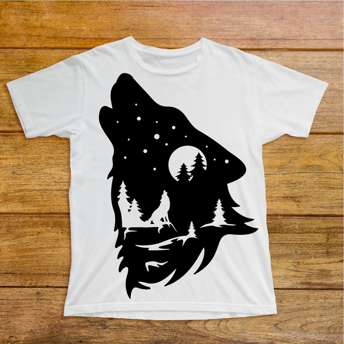 Wolves Svg, Pine Tress Svg, Howling Wolf at the Moon Svg, Wolves Animal ...
