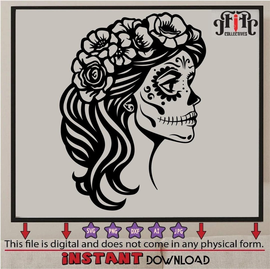 Floral Woman Skull Svg File | Floral Woman Svg | Skull Svg | Skeleton ...