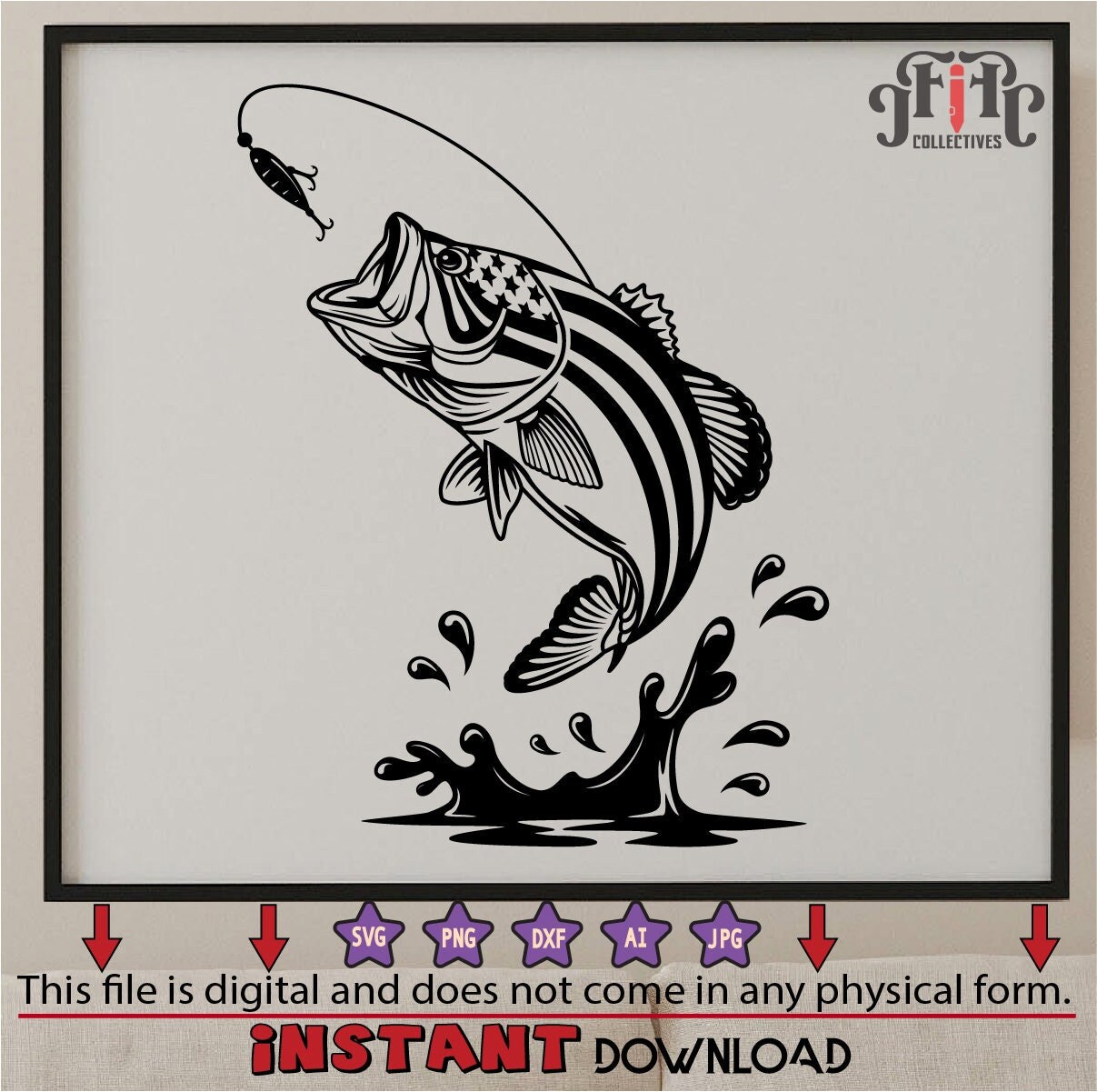 US Bass Fishing Svg | USA Bass Fish Svg | US Flag Bass Fish | Us Bass ...