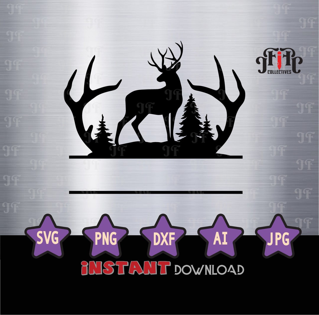 Deer Hunting Frame SVG, Deer Svg, Hunting Svg, , Pine Tree Forest Svg ...