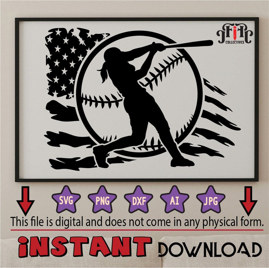 US Softball SVG | Softball SVG | Softball Player Svg | Softball Clipart ...