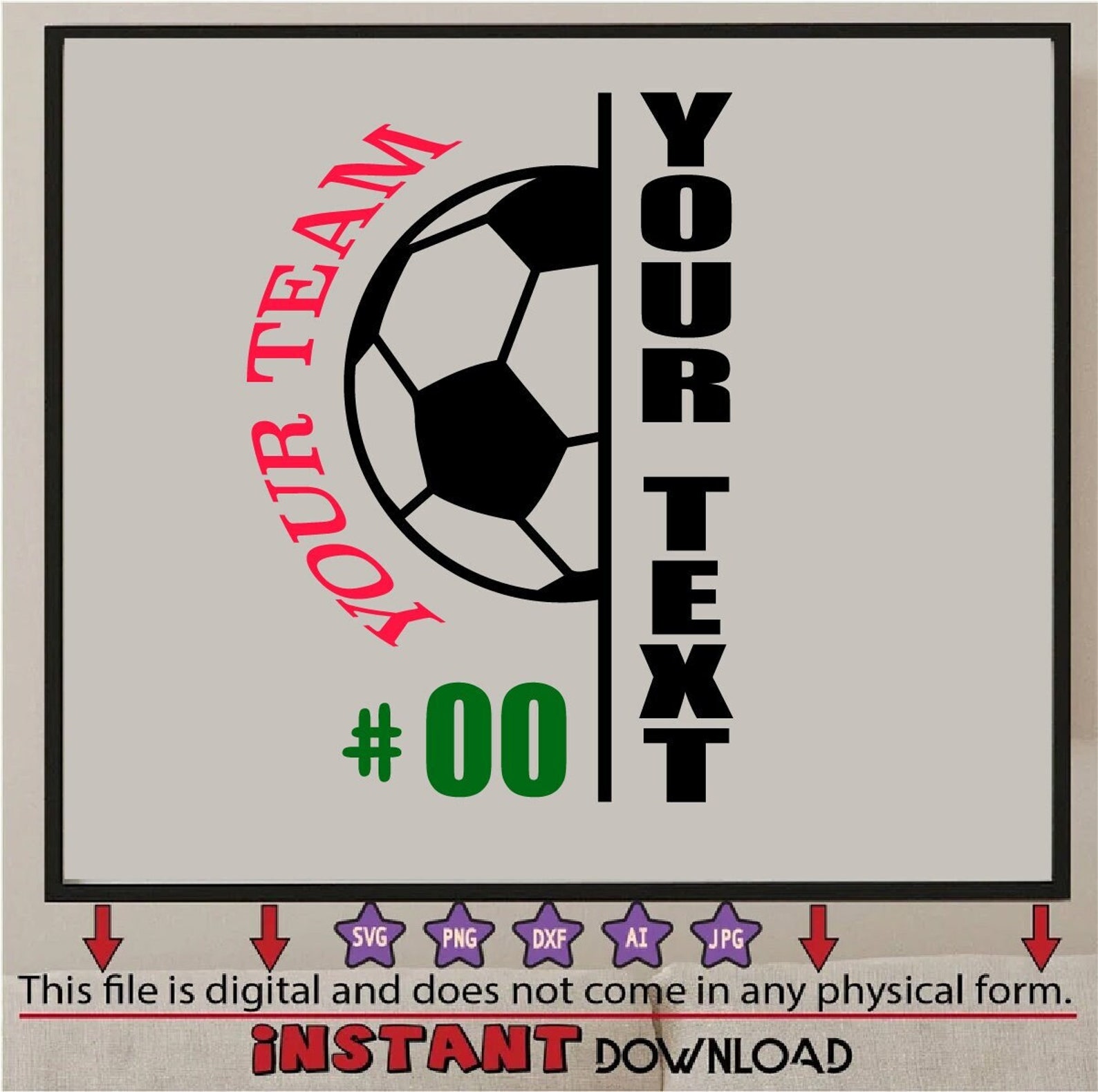 Soccer Team Svg Png, Soccer Ball Player Template, Ai Eps Svg Png Dxf ...