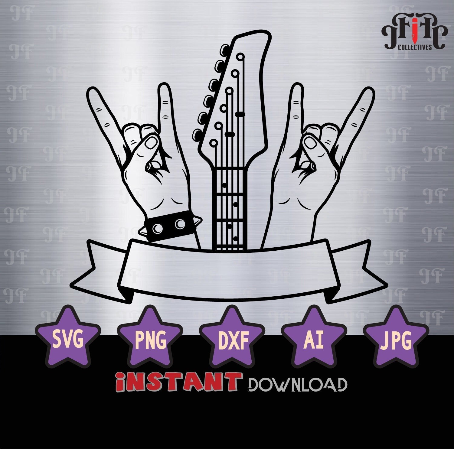 Rock and Roll Music SVG Guitar SVG Rock Hand Sign Svg Rock N Roll SVG ...