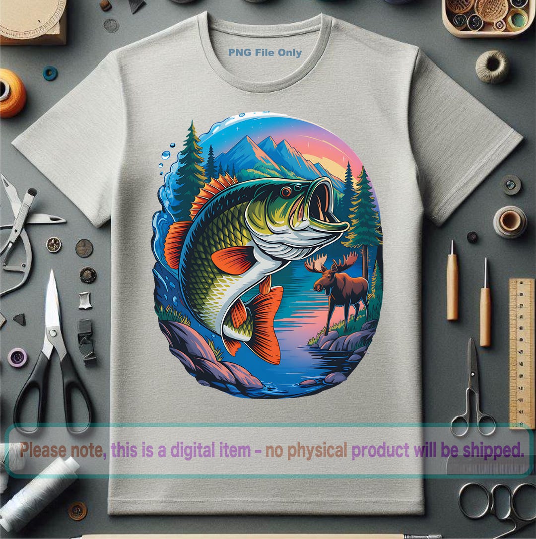 Bass Fish and Moose PNG Clipart | Fishing and Wildlife Digital Download ...