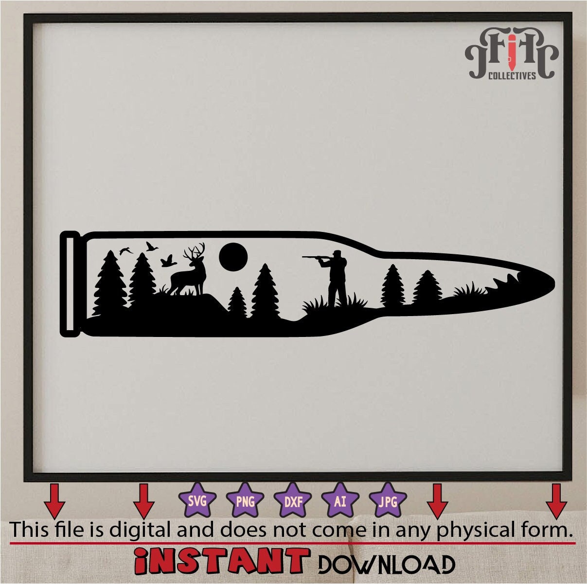 Bullet Hunting Deer Svg, Hunt Sign Svg, Adventure Decal SVG, PNG, Dxf ...