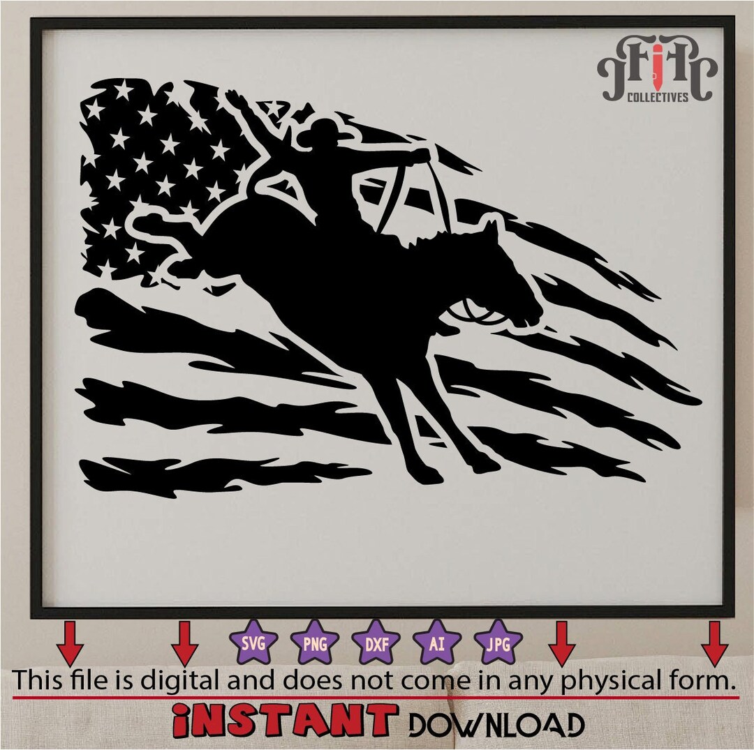 USA Rodeo Digital Art | US Cowboy Svg | Western Cowboy Riding Horse Svg ...