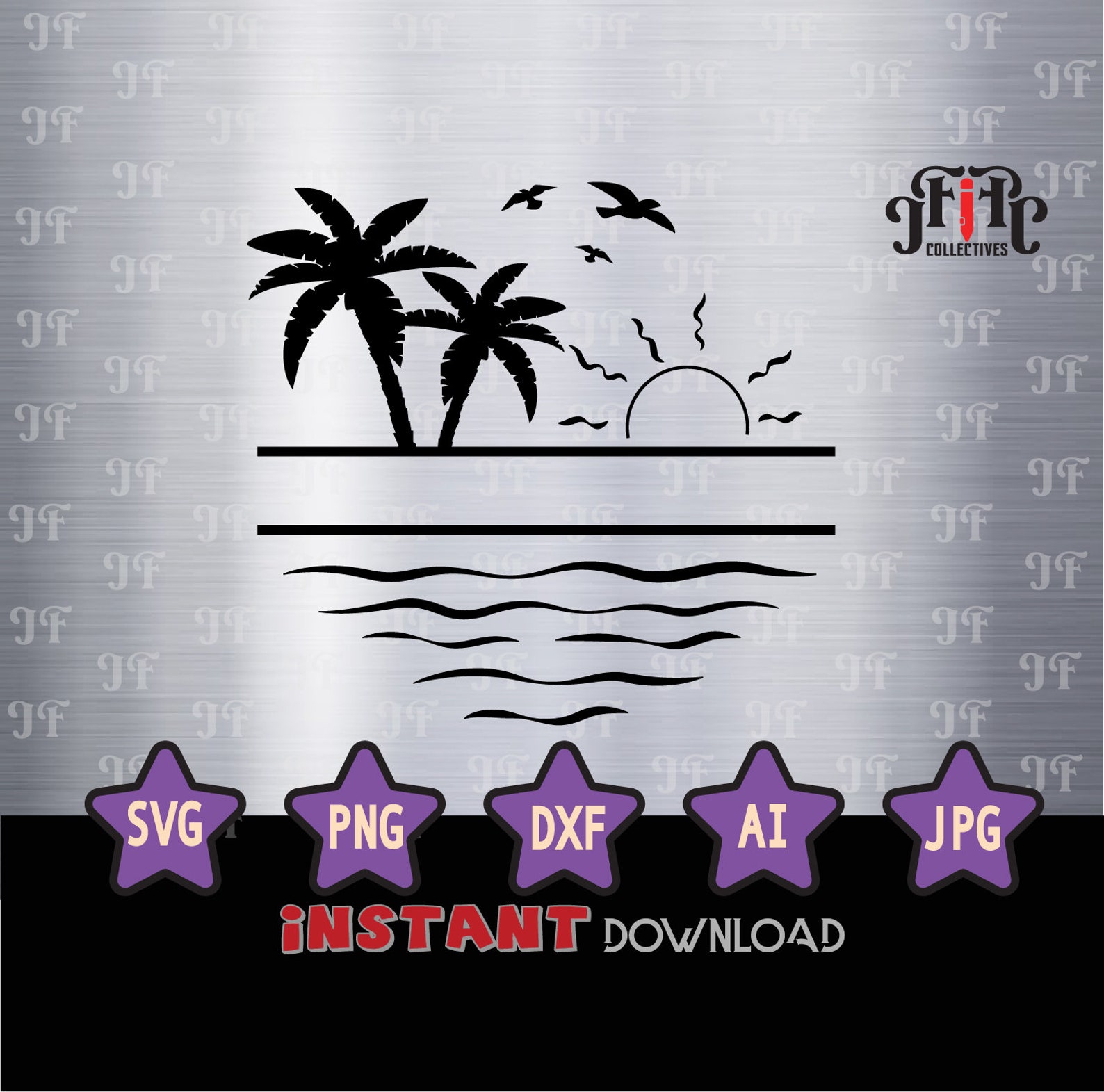 Waves Svg Salt Life Svg Palm Tree Split Frame Svg - Etsy