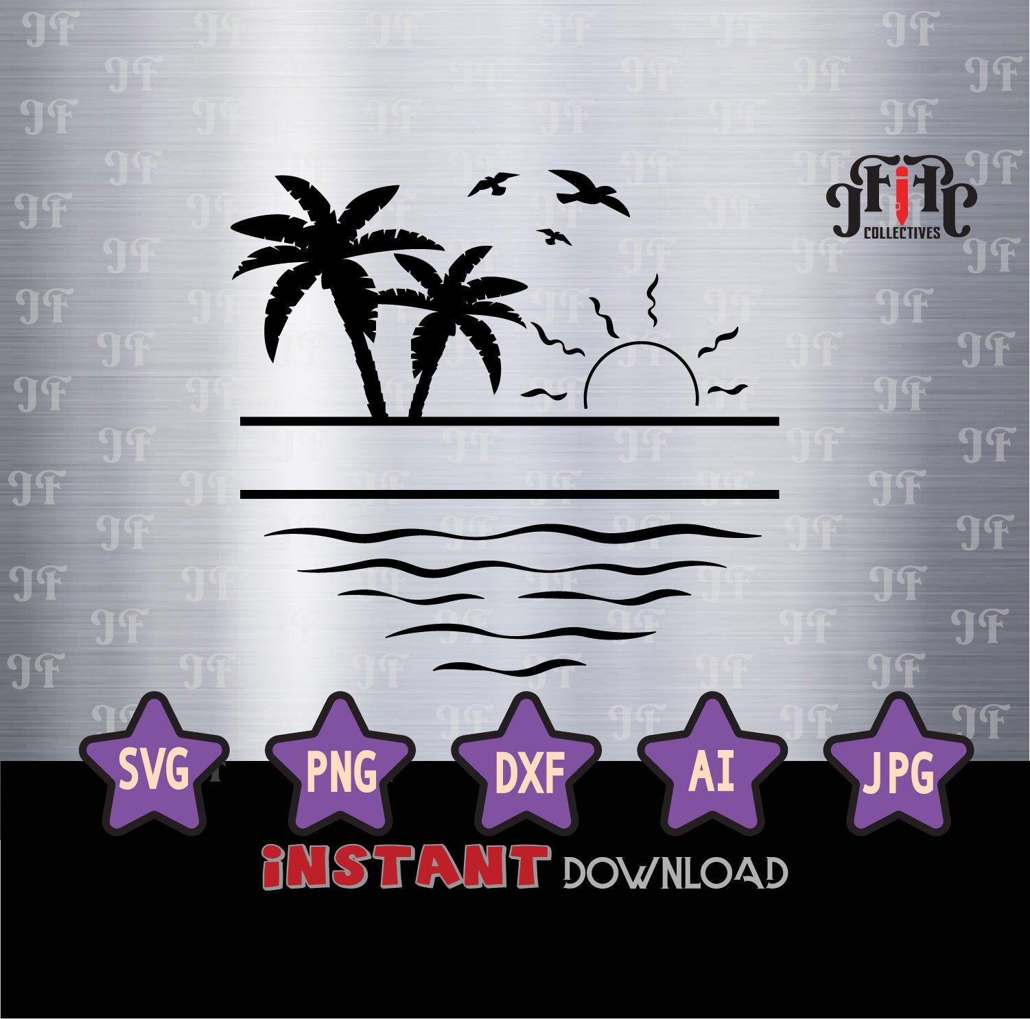 Waves Svg, Salt Life Svg, Palm Tree Split Frame Svg , Silhouette, Beach ...