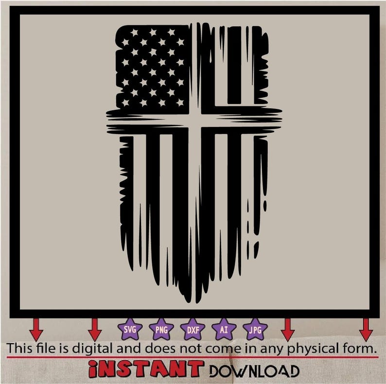 Distressed US Flag With Religious Cross SVG | Patriotic Christian ...