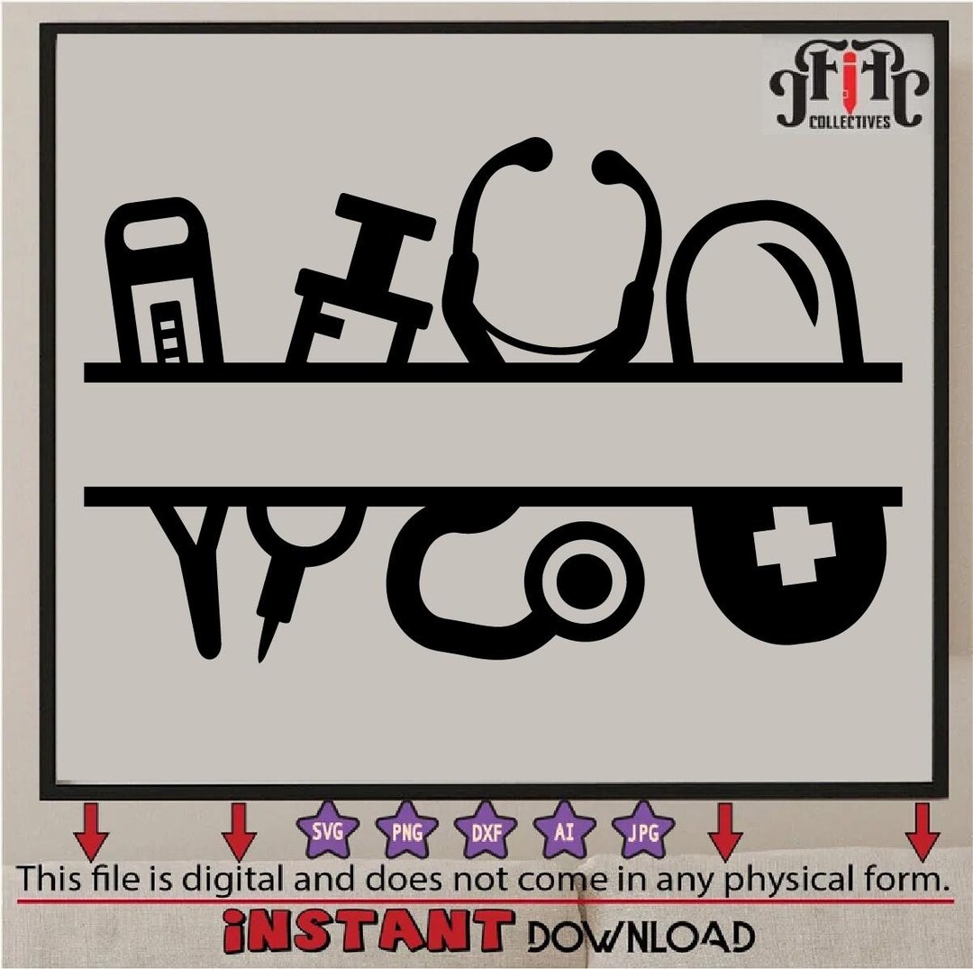 Split Nurse Monogram Frame Svg, Nurse SVG, Doctor Monogram Frame With ...