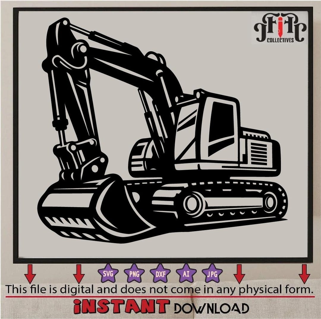 Excavator Svg | Excavator Clipart | Excavator Cutfile | Excavator Png ...
