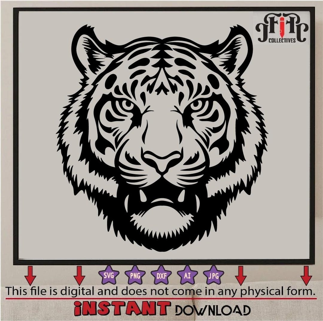 Tiger Head SVG Cricut, Wild Animal Face, Zoo Clipart, Vector, Instant ...