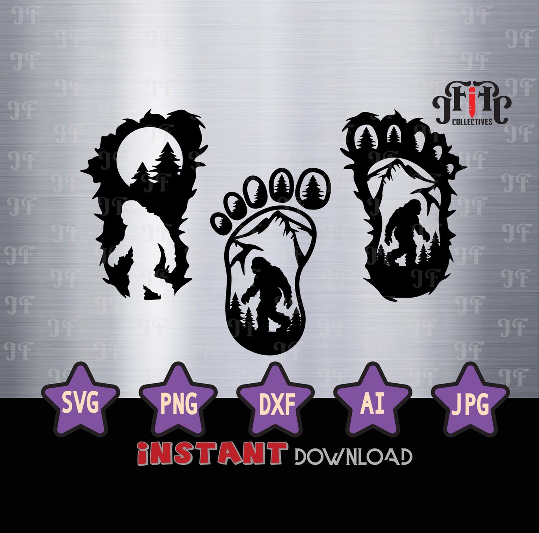 Three Bigfoot SVG Big foot SVG Wild Monster Svg Big - Etsy
