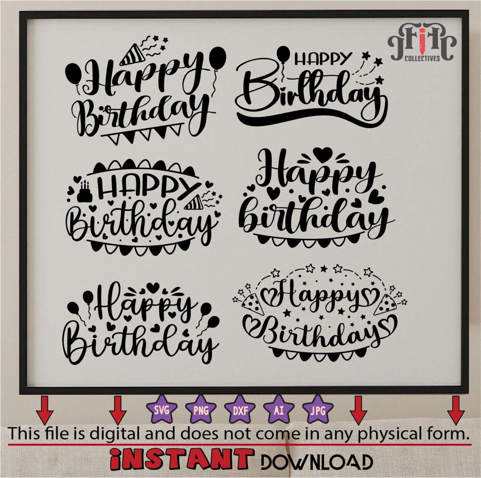 Happy Birthday Svg Bundle, Happy Birthday Png, Birthday Cake Svg, Happy ...