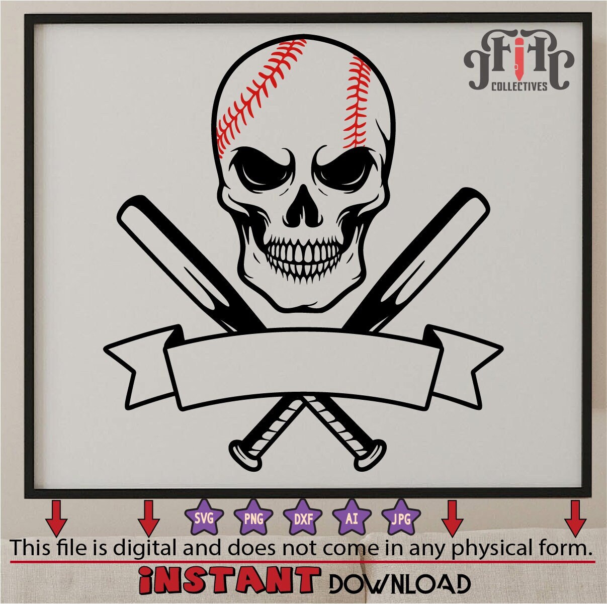 Baseball Skull With Crossed Bats Svg | Softball Skull Svg | Skull Svg ...