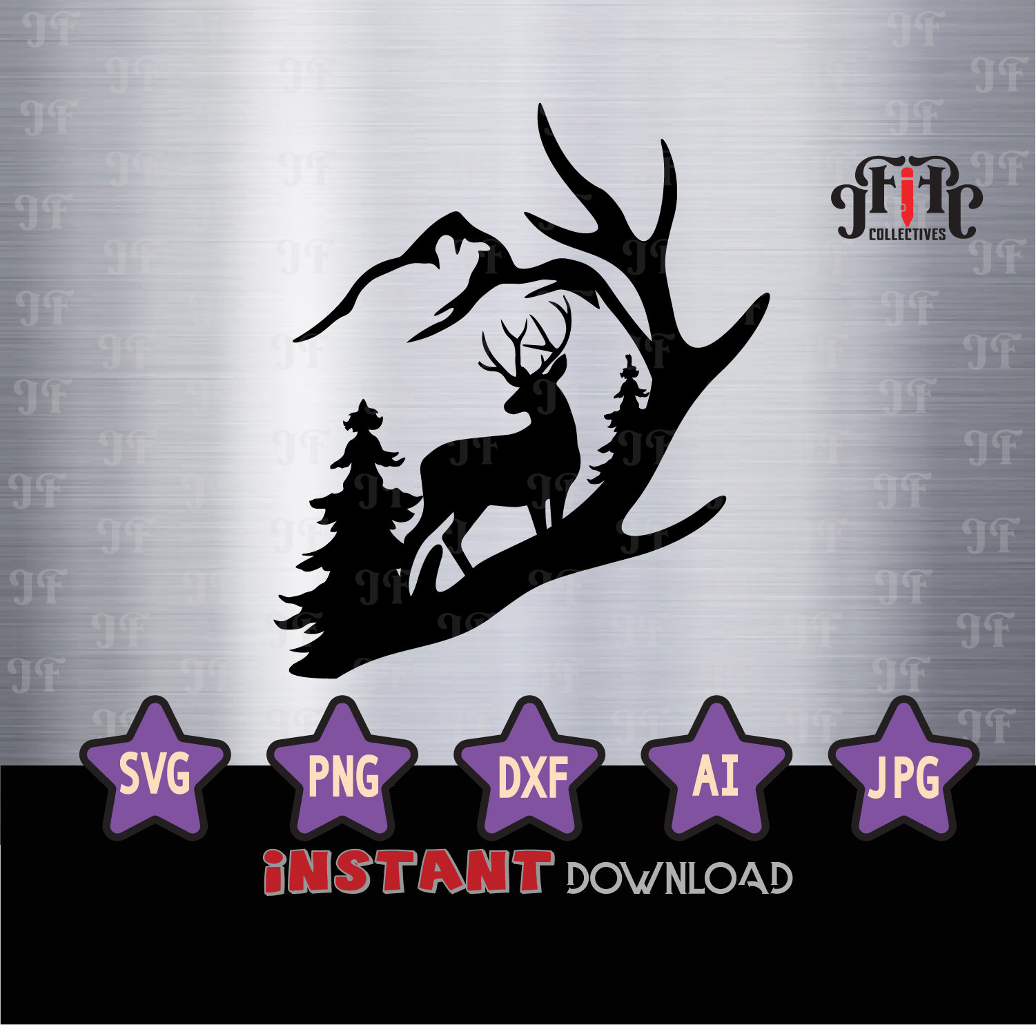 Deer Antler Scene Svg, Elk Antler Scene Svg, Dxf, Png, Jpg, Deer ...