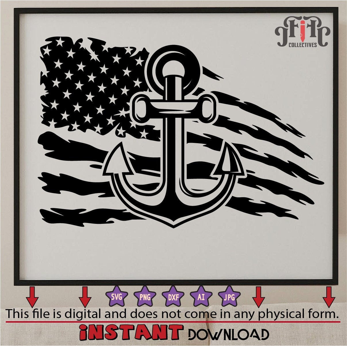 US Boat Anchor Svg. Nautical Svg. Anchor Digital . Anchor Svg. US ...