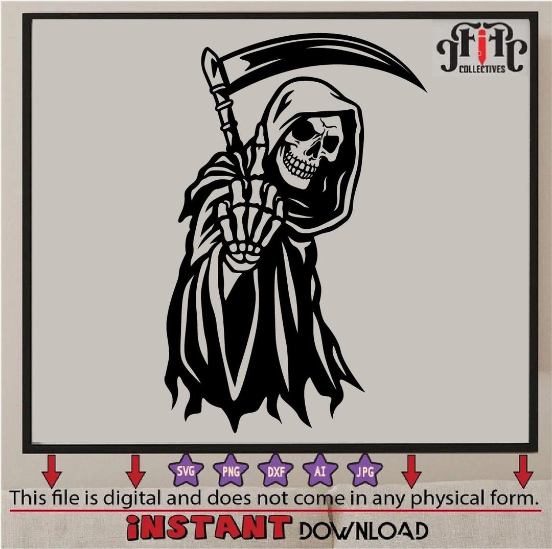 Grim Reaper Skeleton Cut Files | Grim Reaper Finger Skull Vector ...