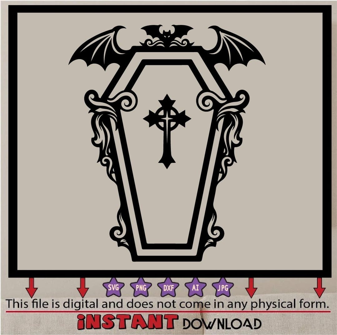 Vampire Casket SVG | Gothic Halloween Clipart | Vampire Coffin Cut File ...