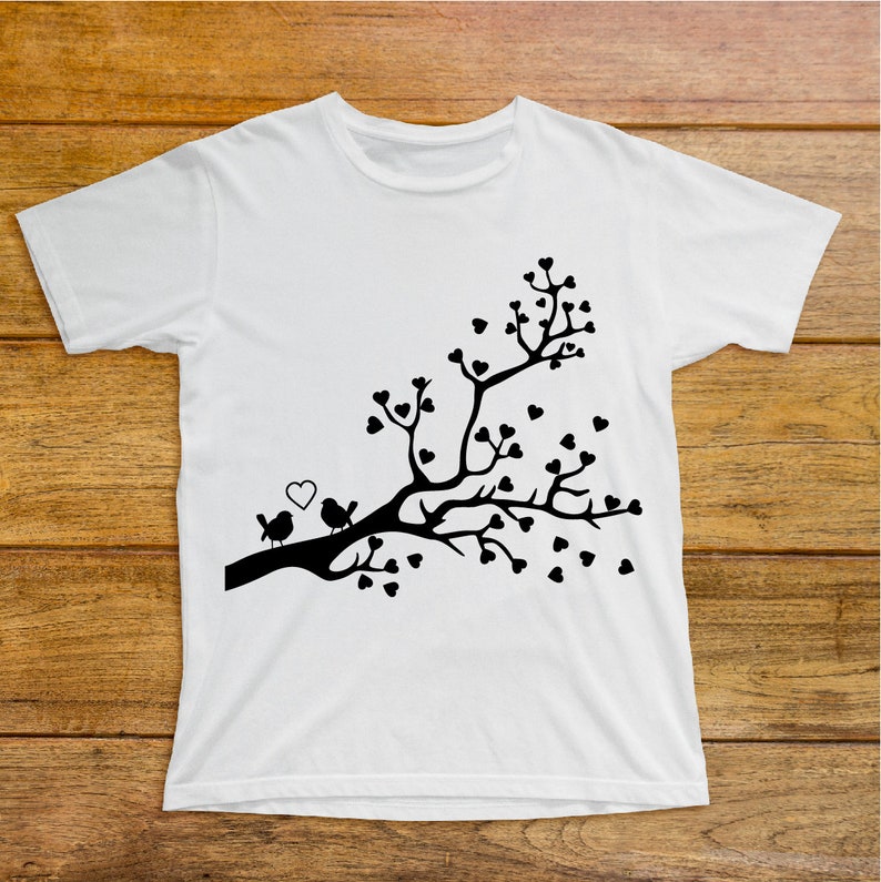 Heart Tree Branch SVG. Birds on Tree Silhouette Template, Decal. Family ...