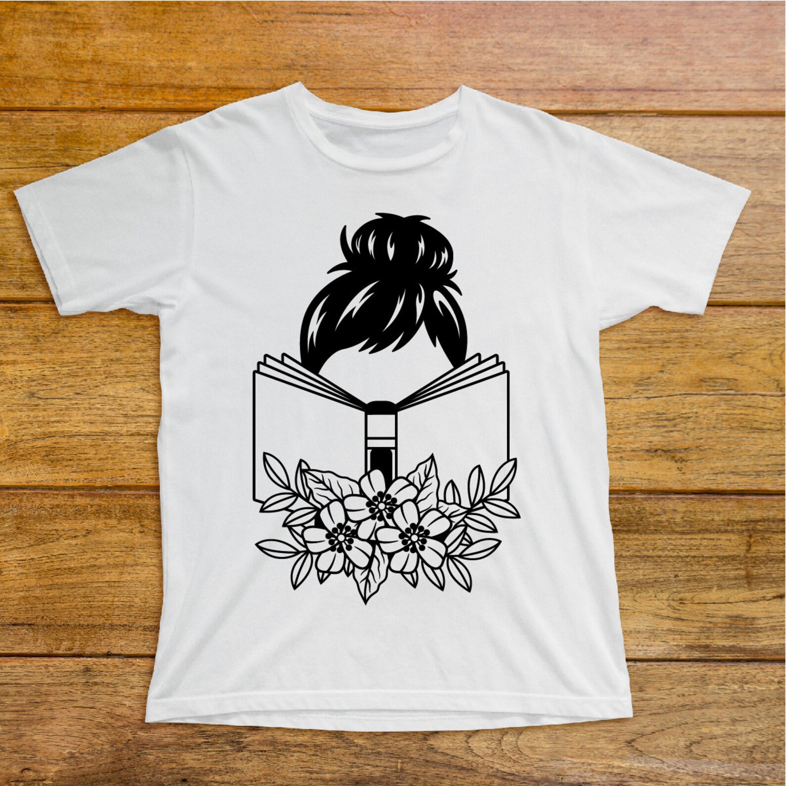 Reading Woman Svg File | Floral Book Svg| Book With Flowers Svg | Book ...