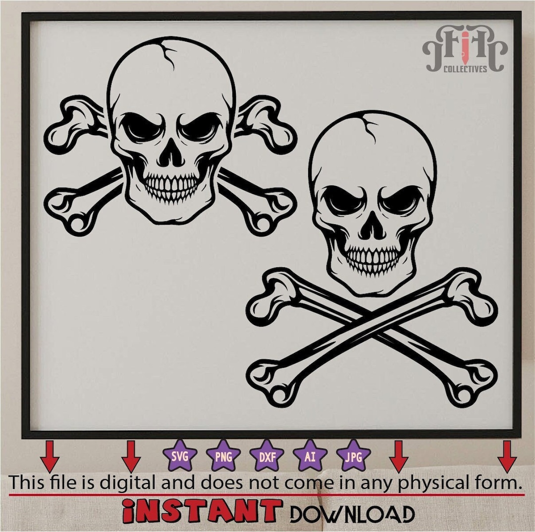 Skull With Crossed Bones Svg | Skull and Bones Svg | Skull Svg | Skull ...