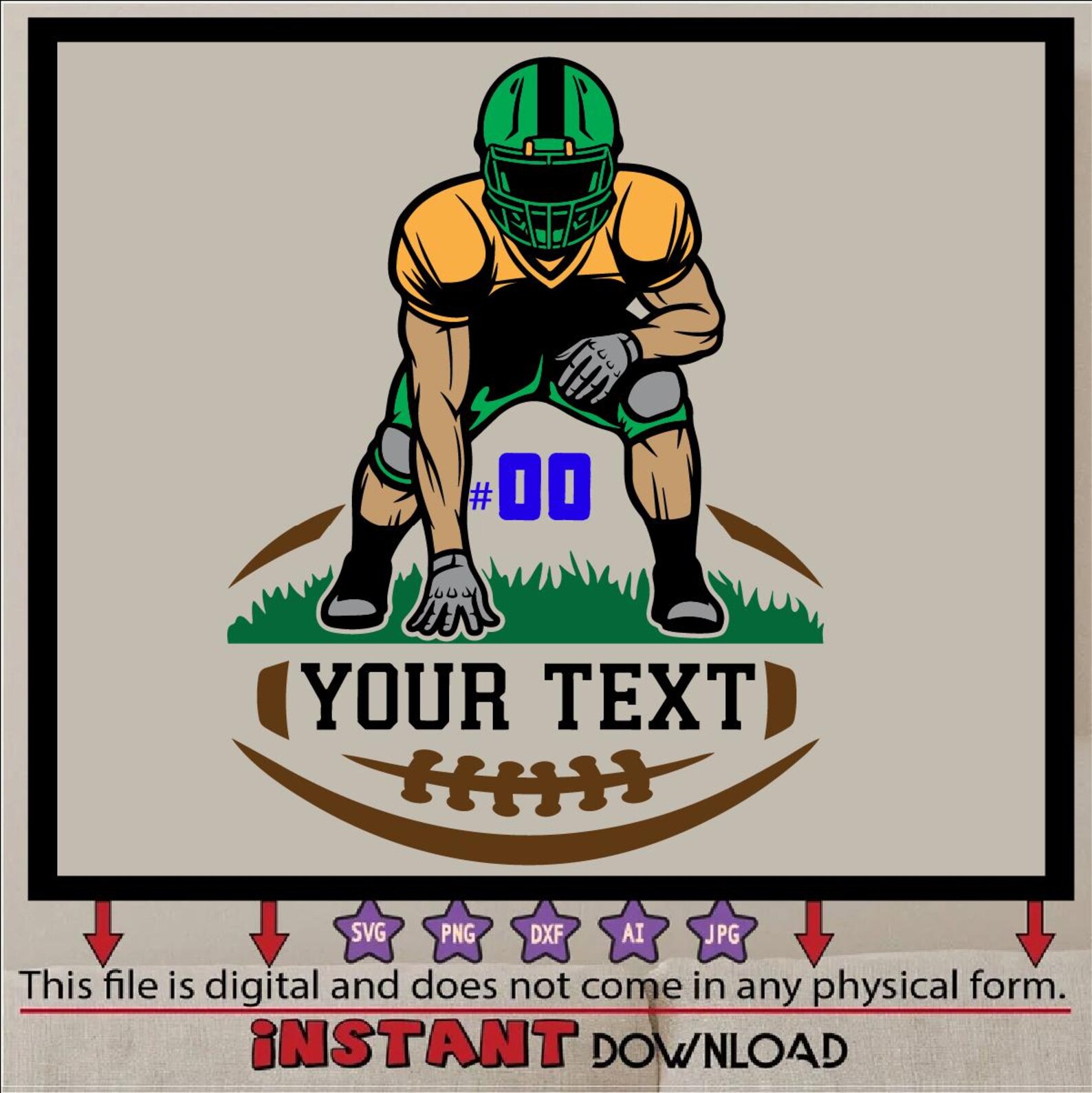 Colored Layered Football Player SVG | Multi-layer Football Silhouette ...
