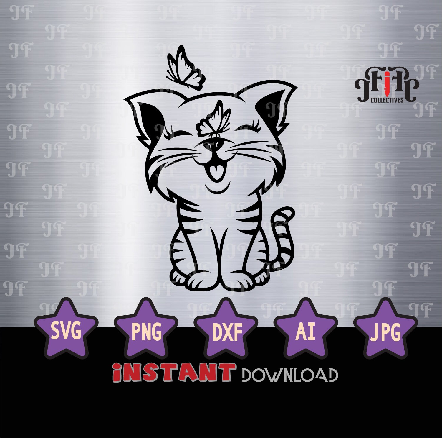 Cute Cat Svg | Kitten Clipart | Happy Cat Cut File | Domestic Animal ...