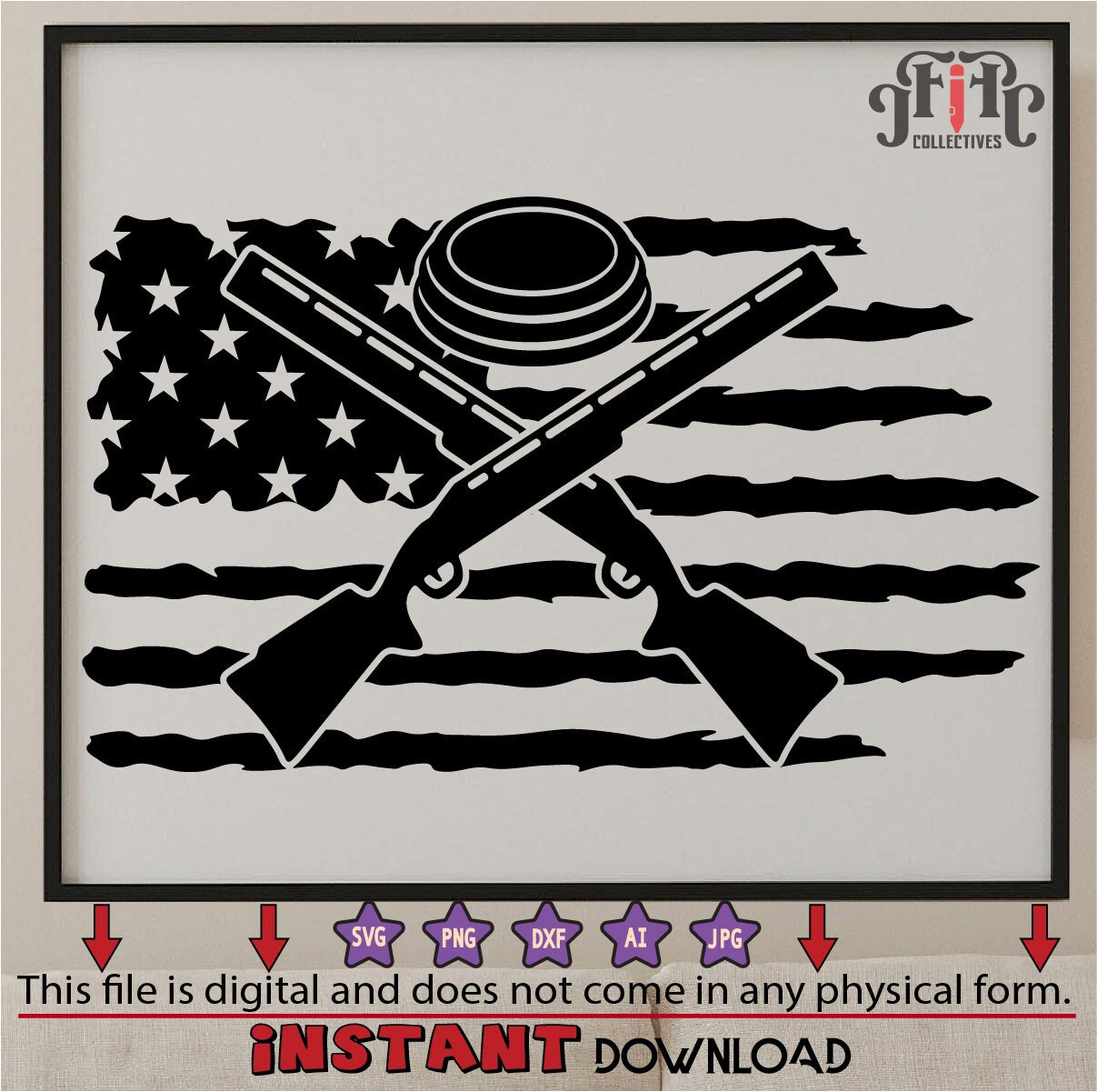 Trap Shooting USA Flag SVG, PNG, Dxf, Jpg Paper Transfer, Eps, Cut File ...